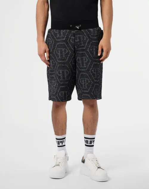 Philipp Plein Jacquard Shorts Monogram - Black