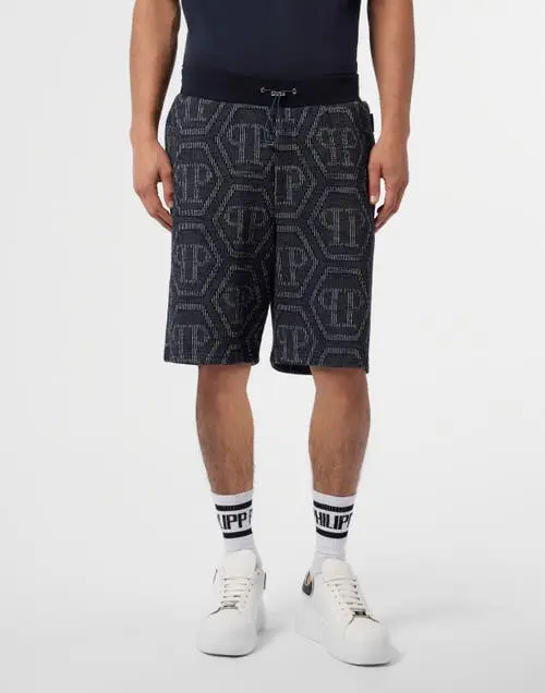 Philipp Plein Jacquard Shorts Monogram - Navy