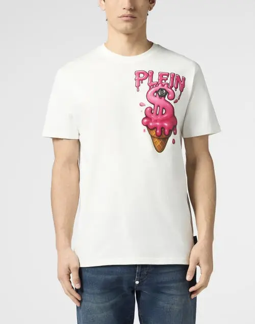 Philipp Plein Round Neck T-shirt Ice Cream Dollar - Offwhite