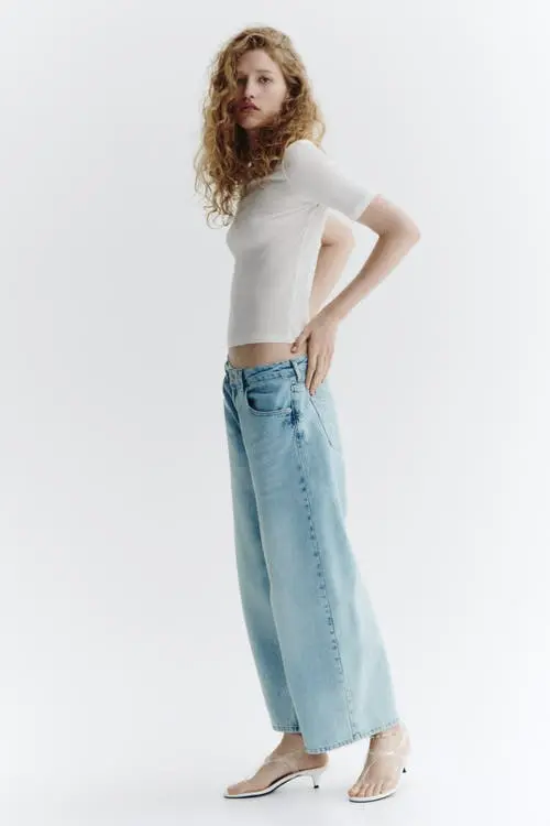 H&m Regular-waist Wide-leg Ankle Jeans