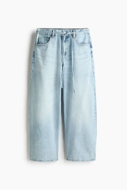 H&m Regular-waist Wide-leg Ankle Jeans