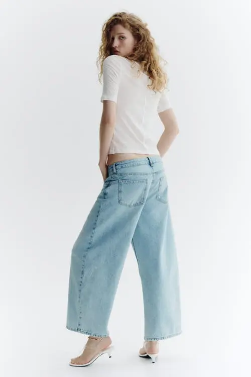 H&m Regular-waist Wide-leg Ankle Jeans