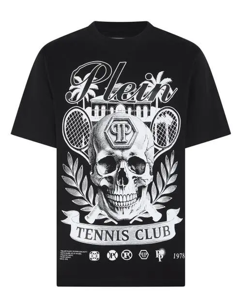 Philipp Plein Round Neck T-shirt Skull Tennis Club - Black