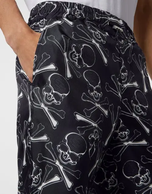 Philipp Plein Silk Short Trousers Skull&amp;bones