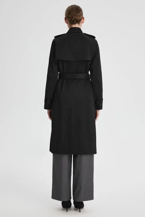 OROLAY Long Classic Trench Coat - Black