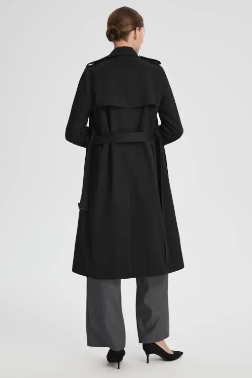OROLAY Long Classic Trench Coat - Black