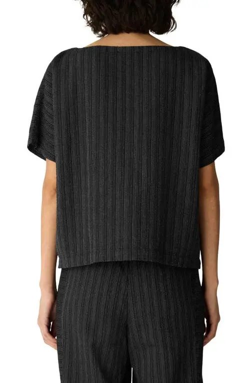 Eileen Fisher Bateau Neck Dolman Sleeve Striped Top