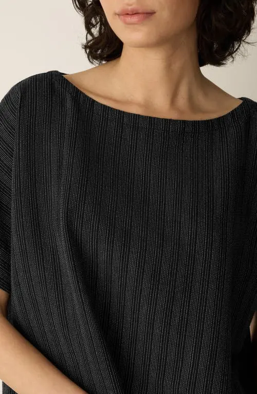 Eileen Fisher Bateau Neck Dolman Sleeve Striped Top