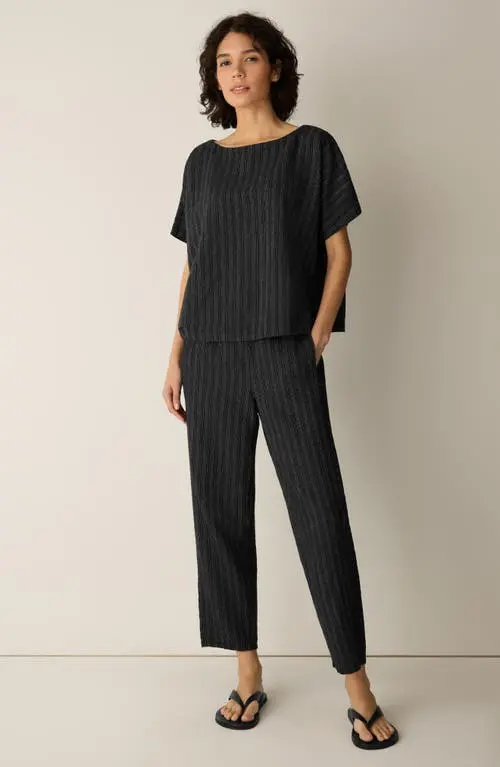 Eileen Fisher Bateau Neck Dolman Sleeve Striped Top