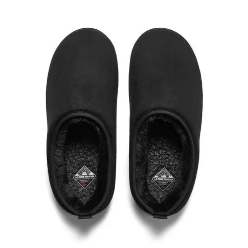 ALPINE NORTH Canmoreinsulated Faux Suede Slippers - Black