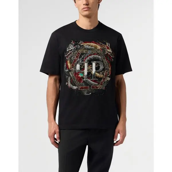 Philipp Plein Round Neck T-shirt Dragon - Black