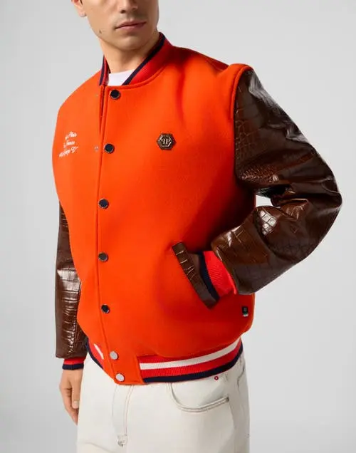 Philipp Plein Varsity Bomber Cocco Sleeves Paris