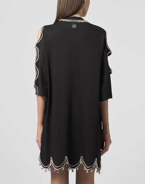 Philipp Plein Crystal Embellished T-shirt Dress