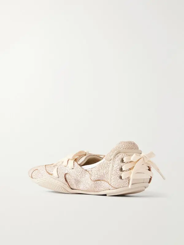 Acne Studios Bilaria Lace-up Cracklé Leather Ballet Flats
