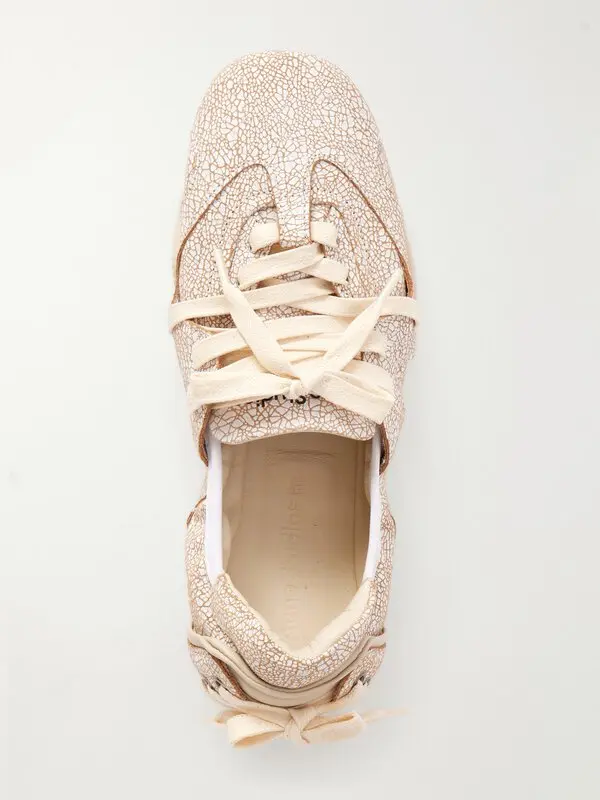 Acne Studios Bilaria Lace-up Cracklé Leather Ballet Flats