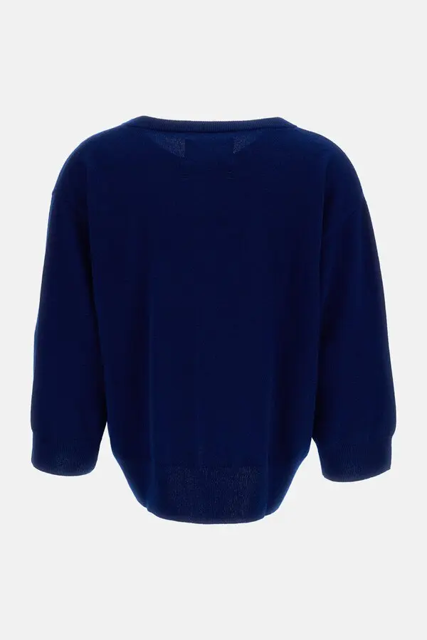 Extreme Cashmere N.491 V-neck 3/4 Sleeve Sweater - Blu