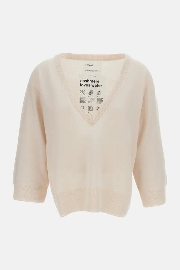 Extreme Cashmere N.491 V-neck Sweater In Pearl - Beige