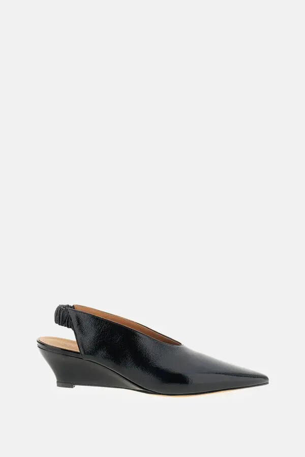 ODISSI Pointed Toe Wedge Slingbacks - Nero