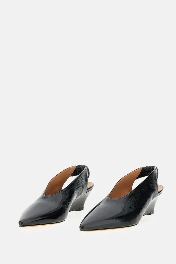 ODISSI Pointed Toe Wedge Slingbacks - Nero