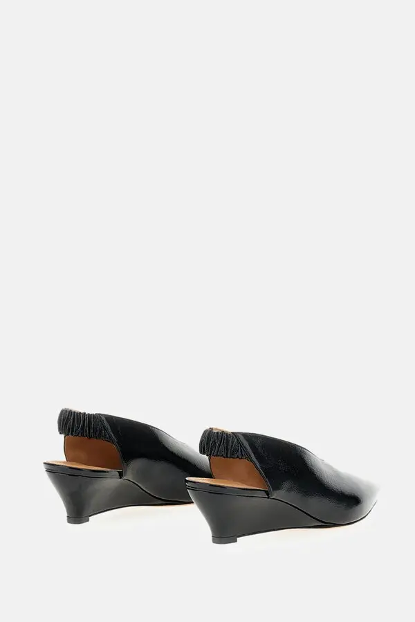 ODISSI Pointed Toe Wedge Slingbacks - Nero