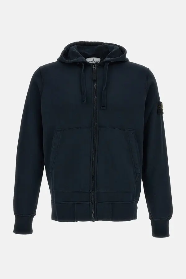 Stone Island Organic Cotton Fleece Zip-up Hoodie