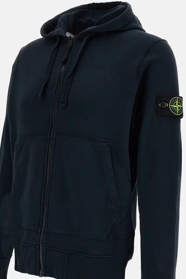 Stone Island Organic Cotton Fleece Zip-up Hoodie