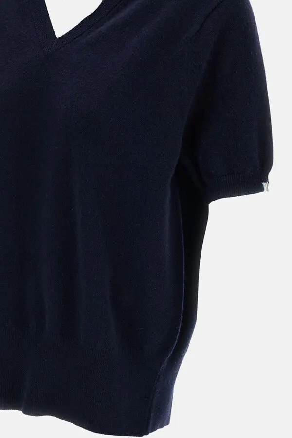 Extreme Cashmere N.490 Martina Short Sleeve V-neck Sweater - Blu