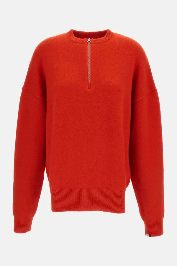Extreme Cashmere Sweater With Half-zip Neckline - Rosso