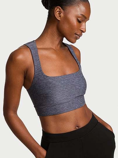 Victoria's Secret Vsx New Essential Square-neck Longline Sports Bra - Print