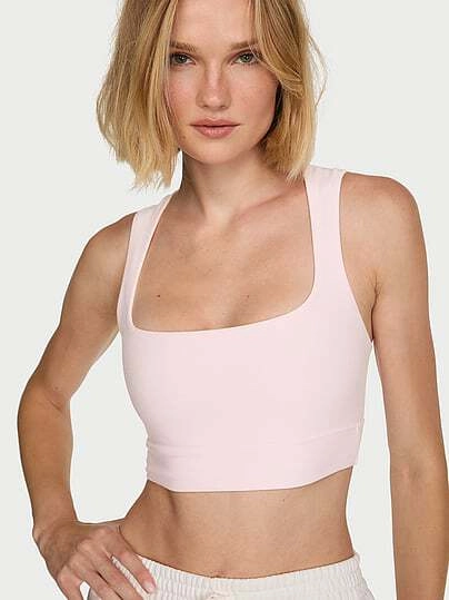 Victoria's Secret Vsx New Essential Square-neck Longline Sports Bra - Print