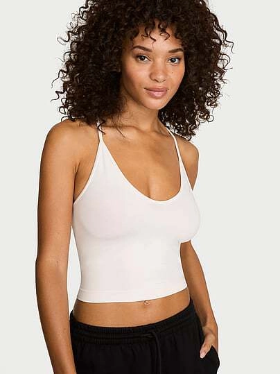 Victoria's Secret Smooth Seamless Racerback Tank Top - White,ivory