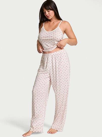 Victoria's Secret Pointelle Rib Tank & Pant Set - Floral