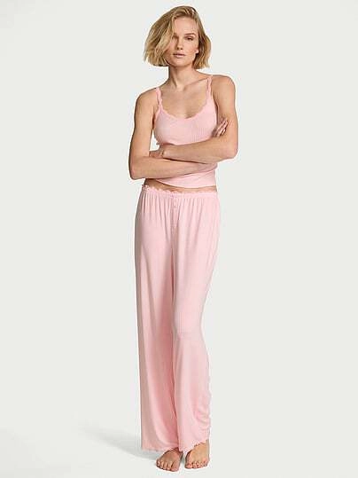 Victoria's Secret Pointelle Rib Tank & Pant Set - Pink