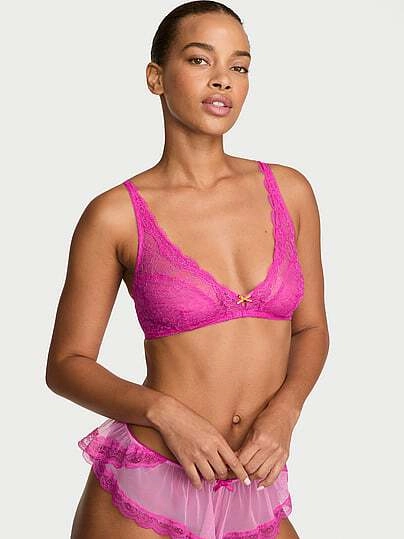 Victoria's Secret Tease Lace Wireless Plunge Bralette - Pink