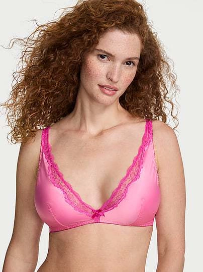 Victoria's Secret Tease Lace Wireless Plunge Bralette - Pink