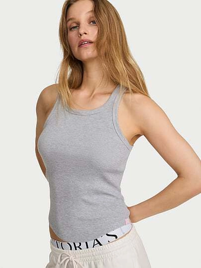 Victoria's Secret Angel Essentials Ribbed Racerback Tank - Grey