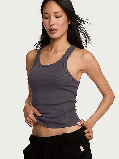 Victoria's Secret Angel Essentials Ribbed Racerback Tank - Grey