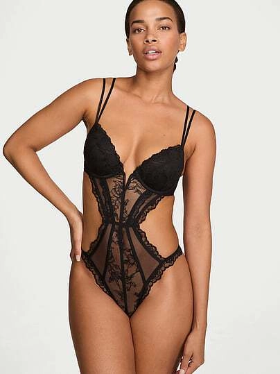 Victoria's Secret Very Sexy Very Sexy Push-up Lace Teddy - Black