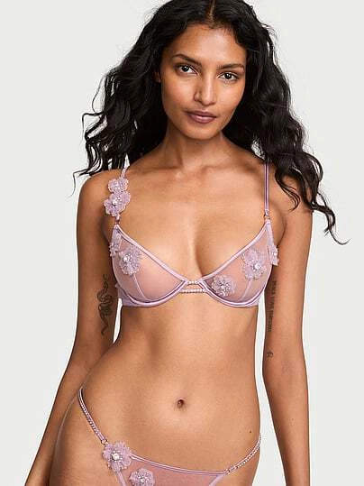 Victoria's Secret Dream Angels Atelier Ethereal Embellished Unlined Demi Bra - Pink