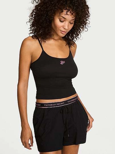 Victoria's Secret 100% Cotton Cami & Short Set - Black