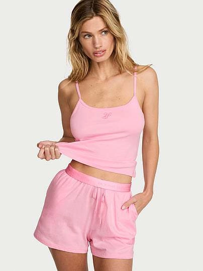 Victoria's Secret 100% Cotton Cami And Shorts Set - Pink