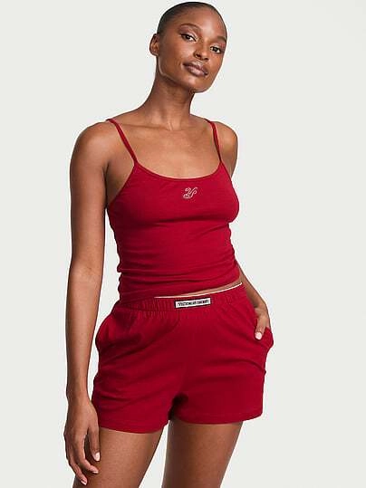 Victoria's Secret 100% Cotton Cami And Shorts Set - Red