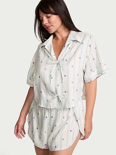 Victoria's Secret Modal-cotton Tie-front Short Pajama Set - Print