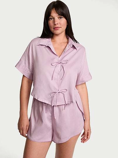 Victoria's Secret Modal-cotton Tie-front Short Pajama Set - Purple