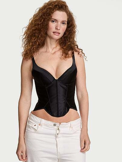 Victoria's Secret Very Sexy Push-up Satin Corset Top - Black
