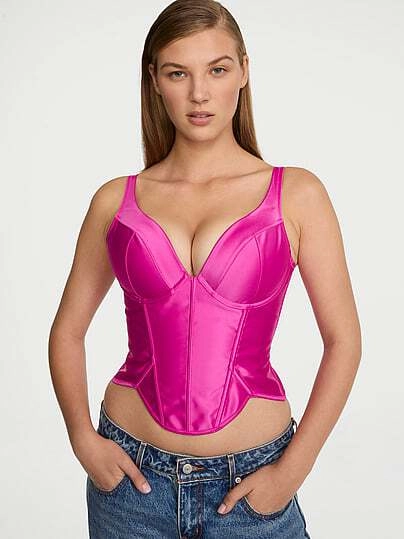 Victoria's Secret Very Sexy Push-up Satin Corset Top - Pink