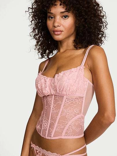 Victoria's Secret Dream Angels Wicked Rosette Reverie Embroidery Corset Top - Print
