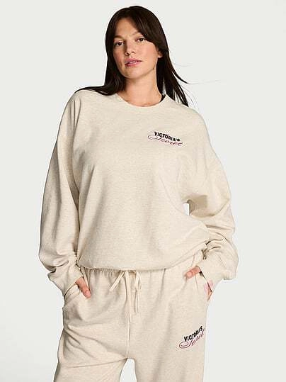 Victoria's Secret Angel Essentials Iconic Fleece Crewneck Sweatshirt - Beige