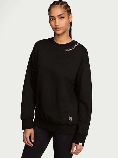 Victoria's Secret Angel Essentials Iconic Fleece Crewneck Sweatshirt - Black