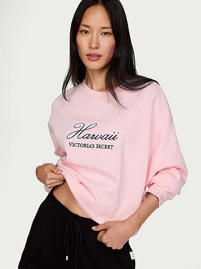 Victoria's Secret Angel Essentials Iconic Fleece Crewneck Sweatshirt - Pink